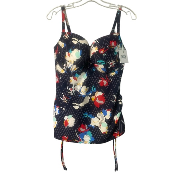 Panache | Swim | Nwt Panache Swim Tankini Size 36g Navy Zigzag Floral ...